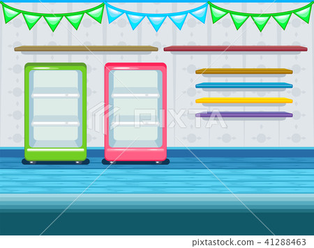 Game background. Shop, grocery store interior. - Stock Illustration ...
