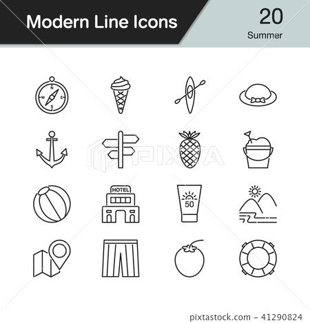 Summer icons. Modern line design set 20 - Stock Illustration [41290824 ...