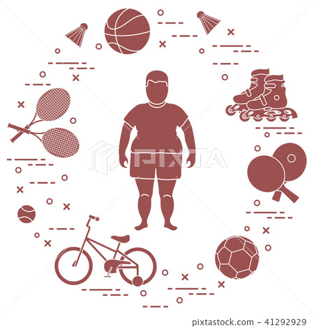 Fat boy, sports equipment Activities for children - Stock Illustration ...