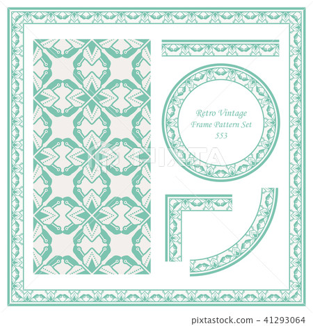 Vintage border seamless pattern background set - Stock Illustration ...