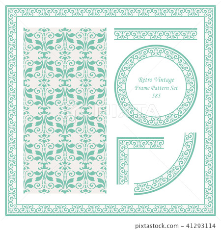Vintage border seamless pattern background set - Stock Illustration ...