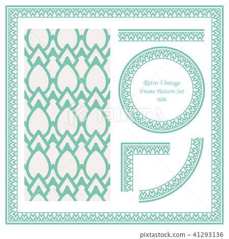 Vintage border seamless pattern background set - Stock Illustration ...