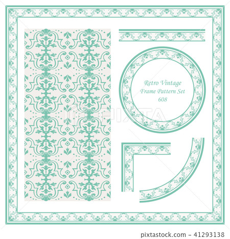 Vintage border seamless pattern background set - Stock Illustration ...