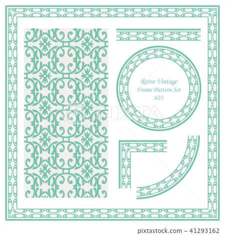 Vintage border seamless pattern background set - Stock Illustration ...