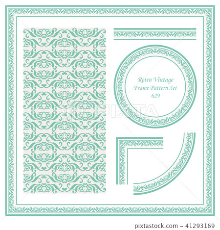 Vintage border seamless pattern background set - Stock Illustration ...