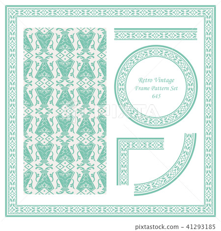 Vintage border seamless pattern background set - Stock Illustration ...