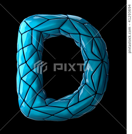 Capital latin letter D in low poly style blue... - Stock Illustration ...
