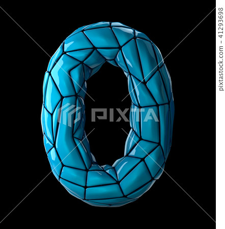 Number 0 zero made of low poly style blue color... - Stock Illustration ...