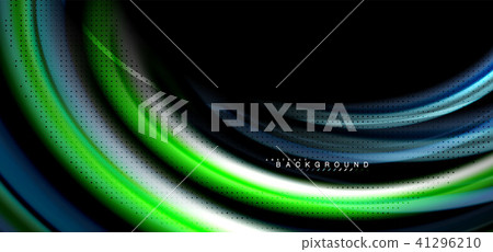 Multicolored wave lines on black background design - Stock Illustration ...
