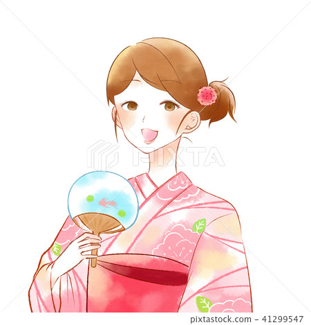 Yukata festival female illustration - Stock Illustration [41299547] - PIXTA