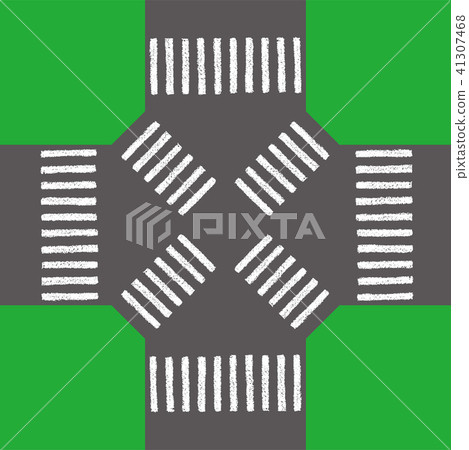 Scramble intersection drawn with crayon - Stock Illustration [41307468 ...