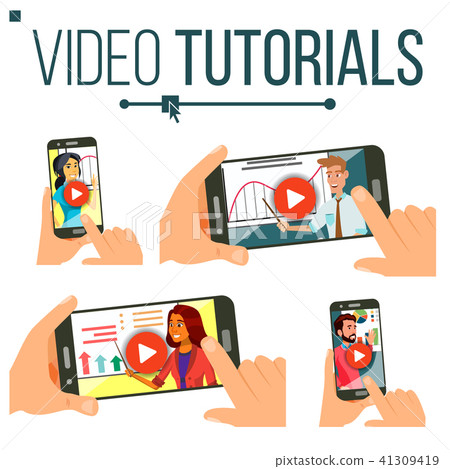 Video Tutorial Set Vector. Streaming Video.... - Stock Illustration ...