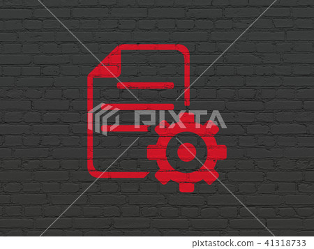 Software concept: Gear on wall background - Stock Illustration ...