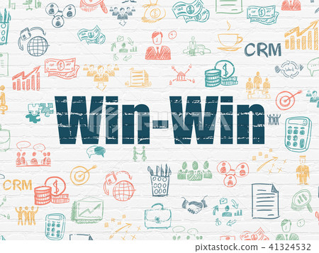 Finance concept: Win-Win on wall background - Stock Illustration ...