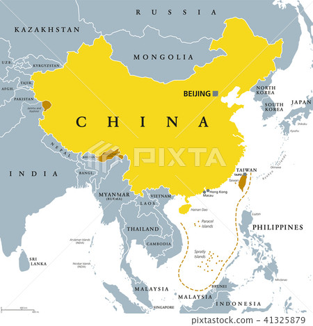 Peoples Republic of China, PRC, gray political map - Stock Illustration ...
