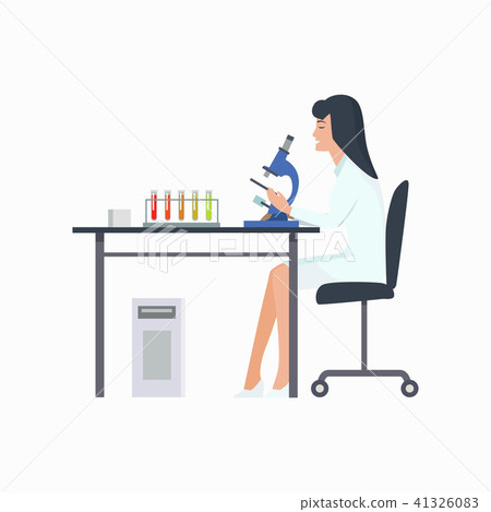 Woman Working in Laboratory Vector Illustration - Stock Illustration ...