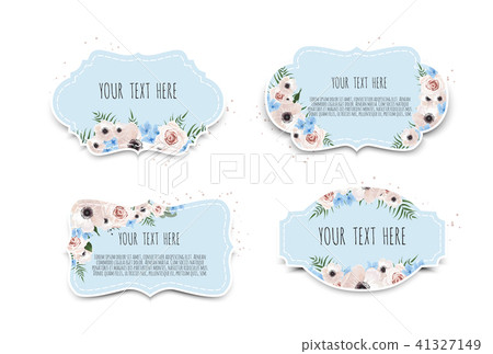 Vector set. Vintage labels with flowers. - Stock Illustration [41327149 ...