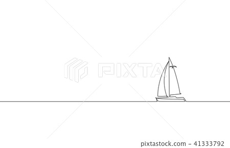 Single continuous one line art ocean travel... - Stock Illustration ...