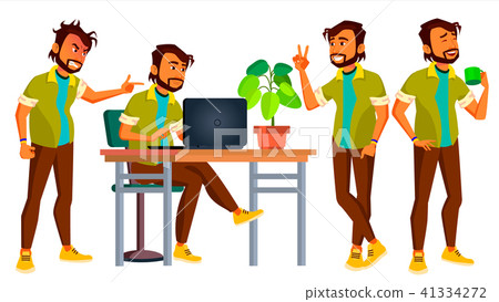 Office Indian Worker Vector. Adult Business... - Stock Illustration ...