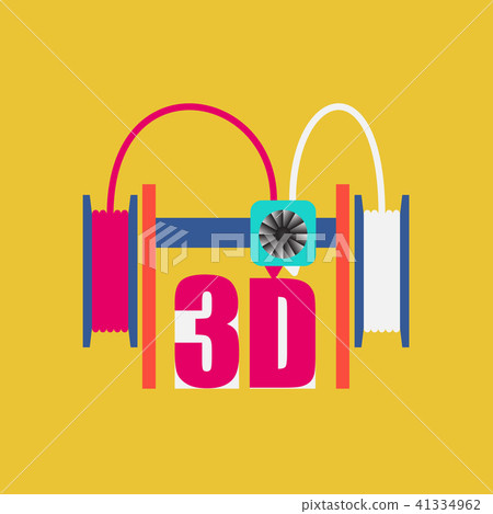Dual extruder 3d printer. Vector illustration.... - Stock Illustration ...