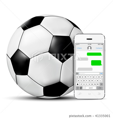 Soccer ball and smartphone with chatting sms app - Stock Illustration ...