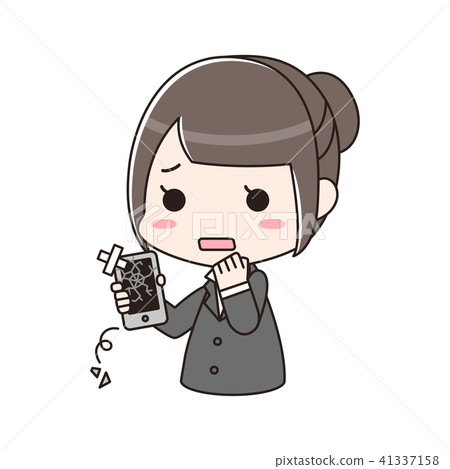 Woman with a broken smartphone Bust up - Stock Illustration [41337158 ...