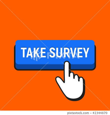 Hand Mouse Cursor Clicks the Take Survey Button. - Stock Illustration ...