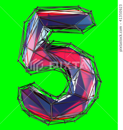 Number 5 five in low poly style red color... - Stock Illustration ...