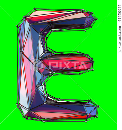 Capital latin letter E in low poly style red... - Stock Illustration ...
