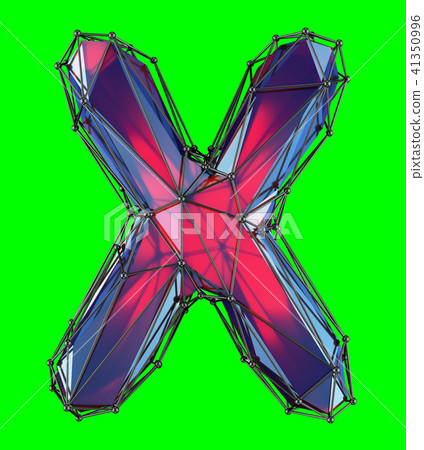 Capital latin letter X in low poly style red... - Stock Illustration ...