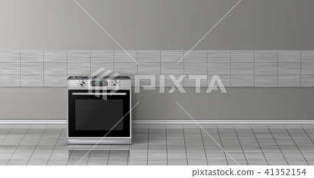 Vector 3d realistic mockup - stove in kitchen - Stock Illustration ...