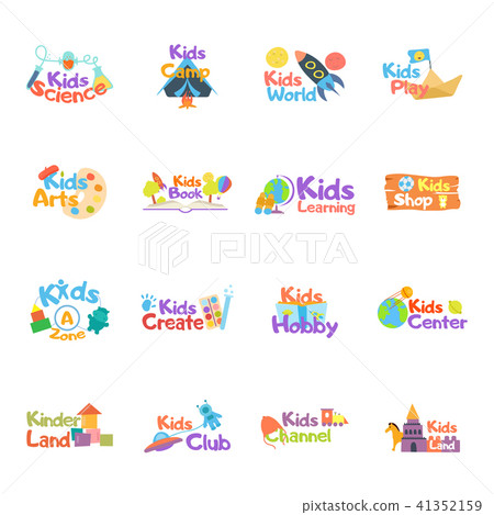 Kids logo vector set. Logo collection of kids club - Stock Illustration ...