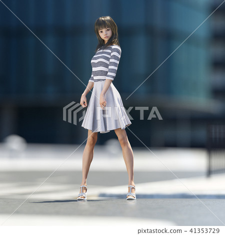 Fashionable woman posing in the street corner... - Stock Illustration ...