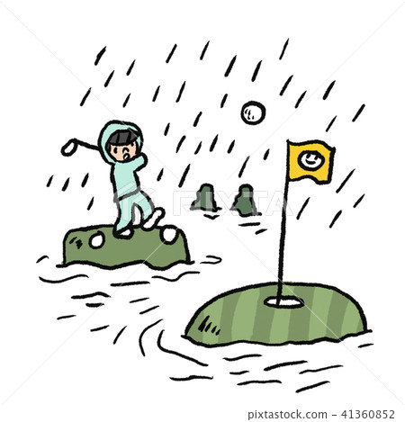 Rainy day golf - Stock Illustration [41360852] - PIXTA