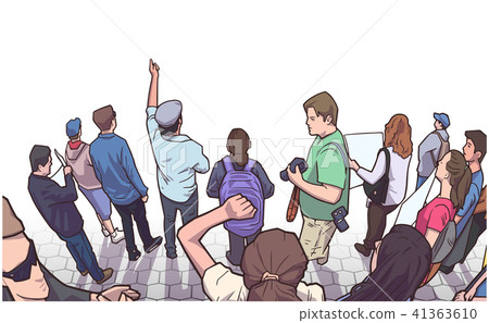 Group of young protesters vector art - Stock Illustration [41363610 ...