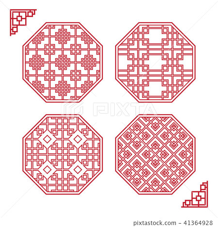 Traditional Asian Window Pattern, vector set - Stock Illustration ...