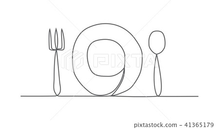 Food One line drawing - Stock Illustration [41365179] - PIXTA
