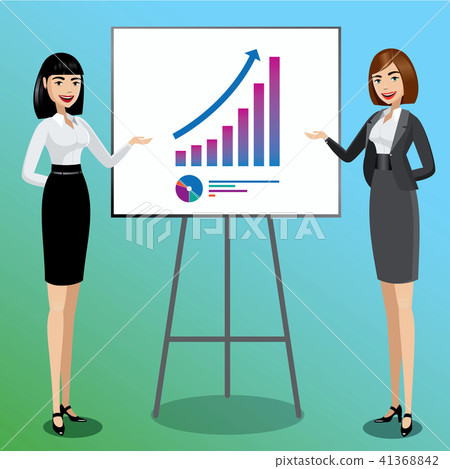 Business women showing graphics - Stock Illustration [41368842] - PIXTA