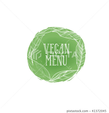 Vegetarian natural food sign Vegan menu label - Stock Illustration ...