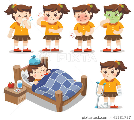 Set of A Girl get sick. - Stock Illustration [41381757] - PIXTA