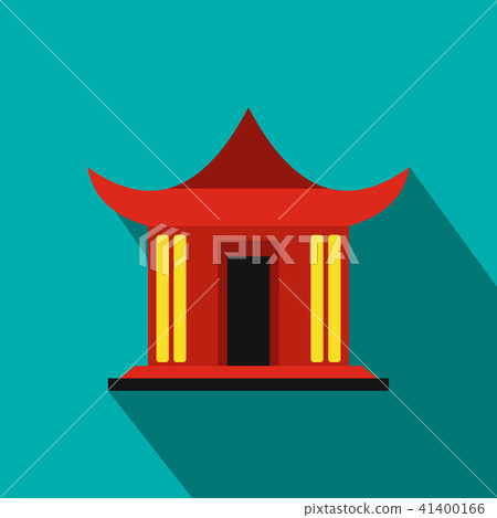 Traditional Chinese House icon, flat style - Stock Illustration ...