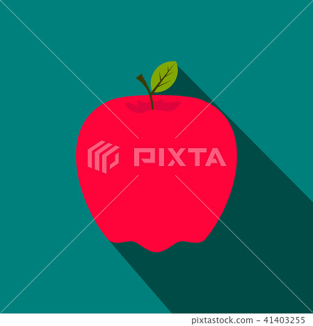 Red apple flat icon with shadow - Stock Illustration [41403255] - PIXTA