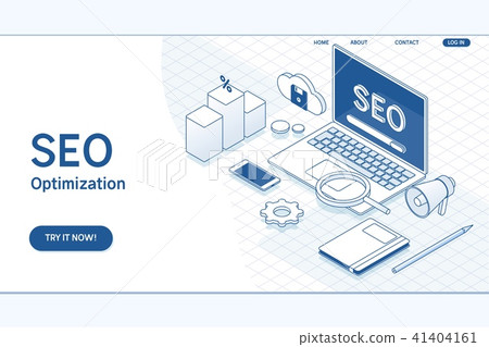 Seo optimization web page template.Flat vector... - Stock Illustration [41404161] - PIXTA