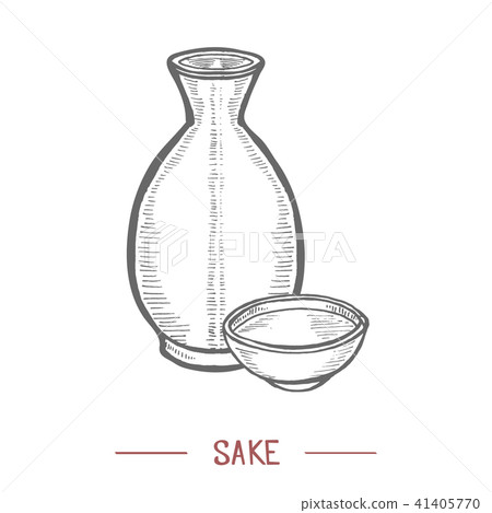 Sake in Hand Drawn Style - Stock Illustration [41405770] - PIXTA