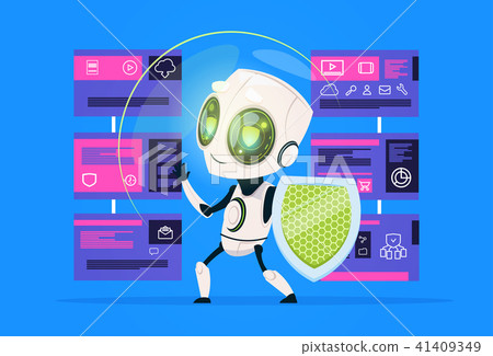 robot hold shield data privacy computing center...-插圖素材 [41409349] - PIXTA圖庫