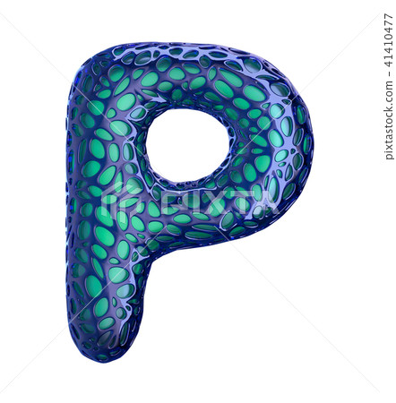 Blue plastic letter P with abstract holes. 3d - Stock Illustration ...