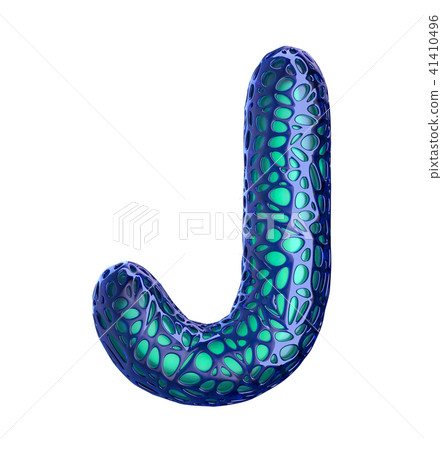 Blue plastic letter J with abstract holes. 3d - Stock Illustration ...
