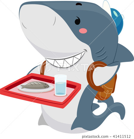 Shark Student Lunch Illustration - Stock Illustration [41411512] - PIXTA