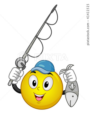 Smiley Mascot Fishing Illustration - Stock Illustration [41411515] - PIXTA