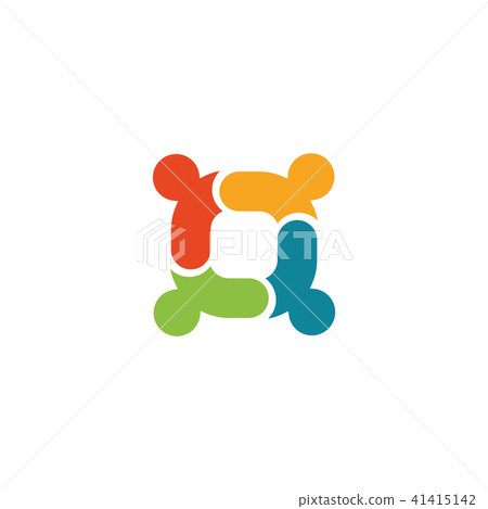 Human logo, mutual aid icon, people together... - Stock Illustration ...